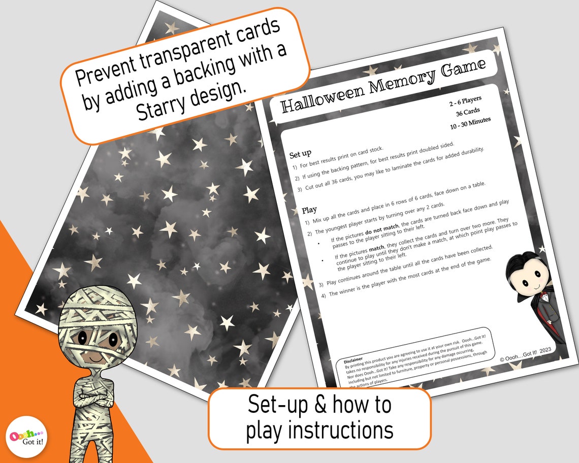 Halloween Memory Cards, a Printable Picture-matching Game for Toddlers ...
