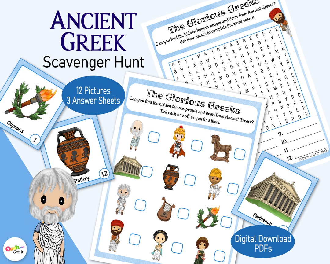 Ancient Greece Scavenger Hunt, a Printable History Game, for a Greek ...