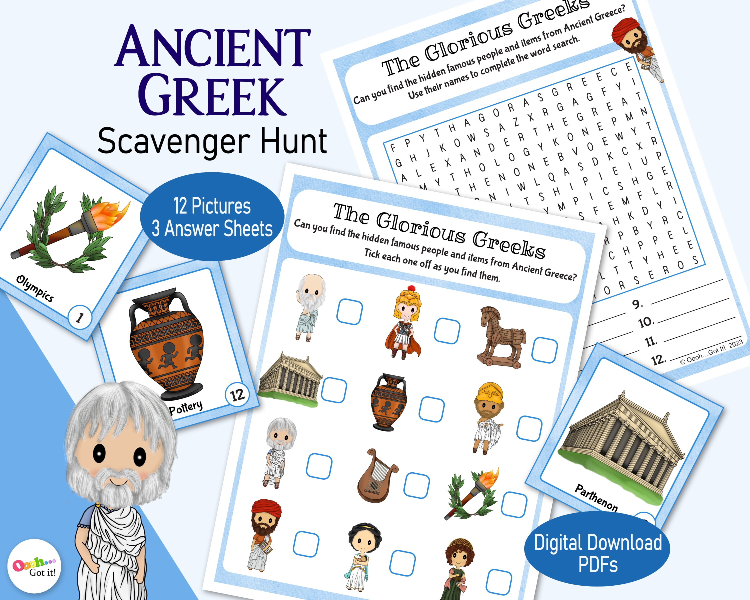 Ancient Greece Scavenger Hunt, a Printable History Game, for a Greek ...