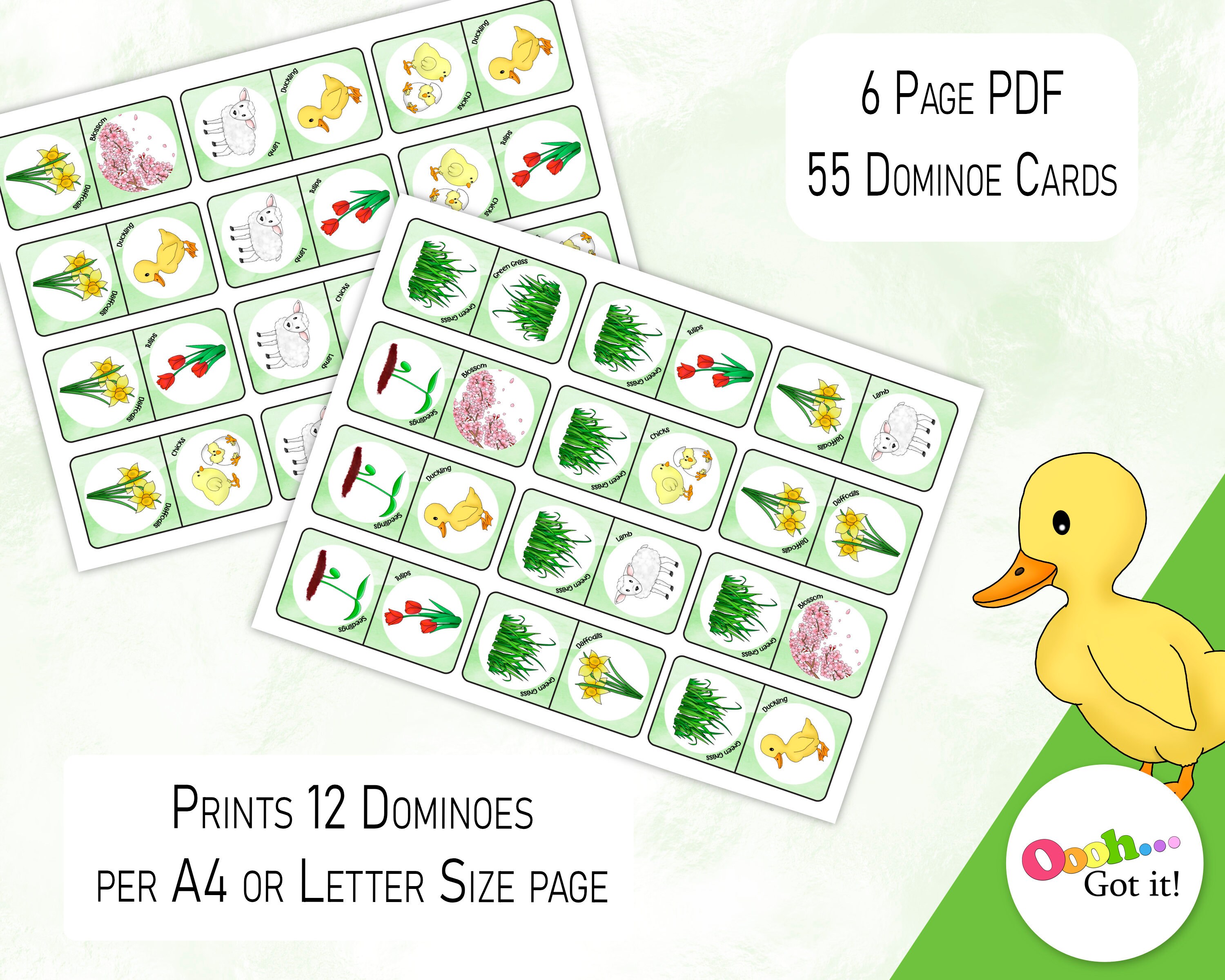 Spring Picture Dominoes a Printable Kids Game a Spring - Etsy UK