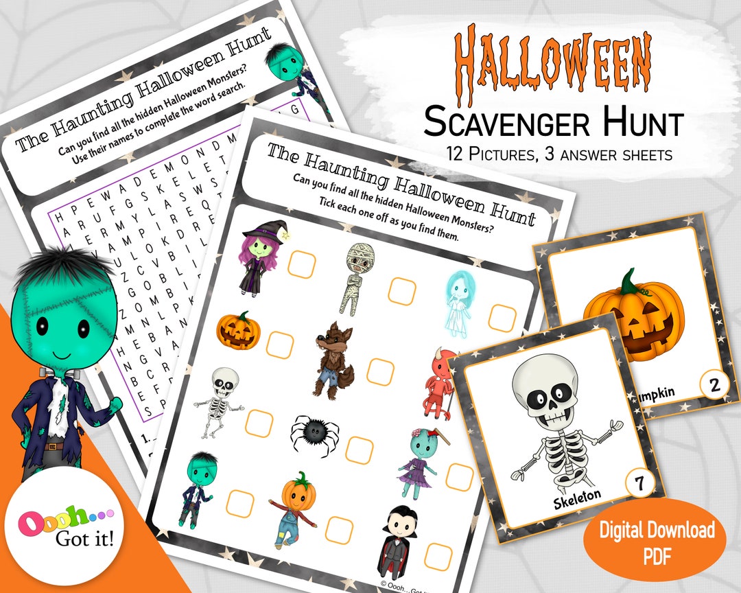 Halloween Scavenger Hunt a Printable Spooky Picture Matching - Etsy