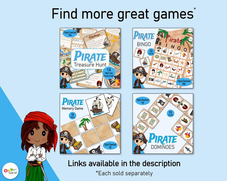 Pirate Scavenger Hunt, a Printable Picture Matching Game, for a Boys ...