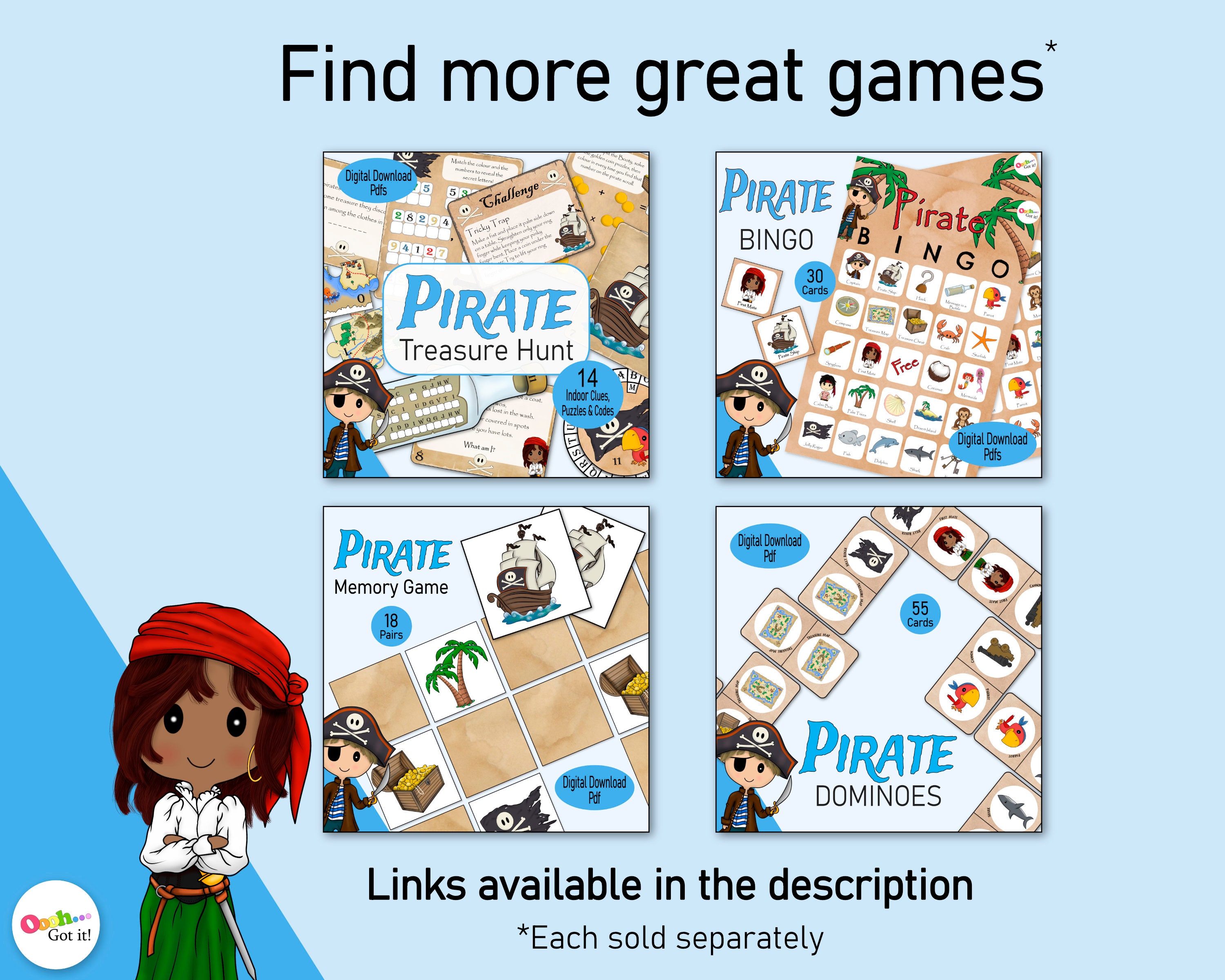 Pirate Scavenger Hunt, a Printable Picture Matching Game, for a Boys ...