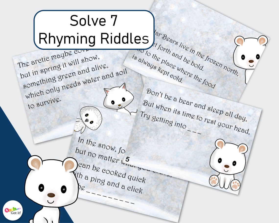 Winter Animals Treasure Hunt, Printable Indoor Arctic Scavenger Hunt ...