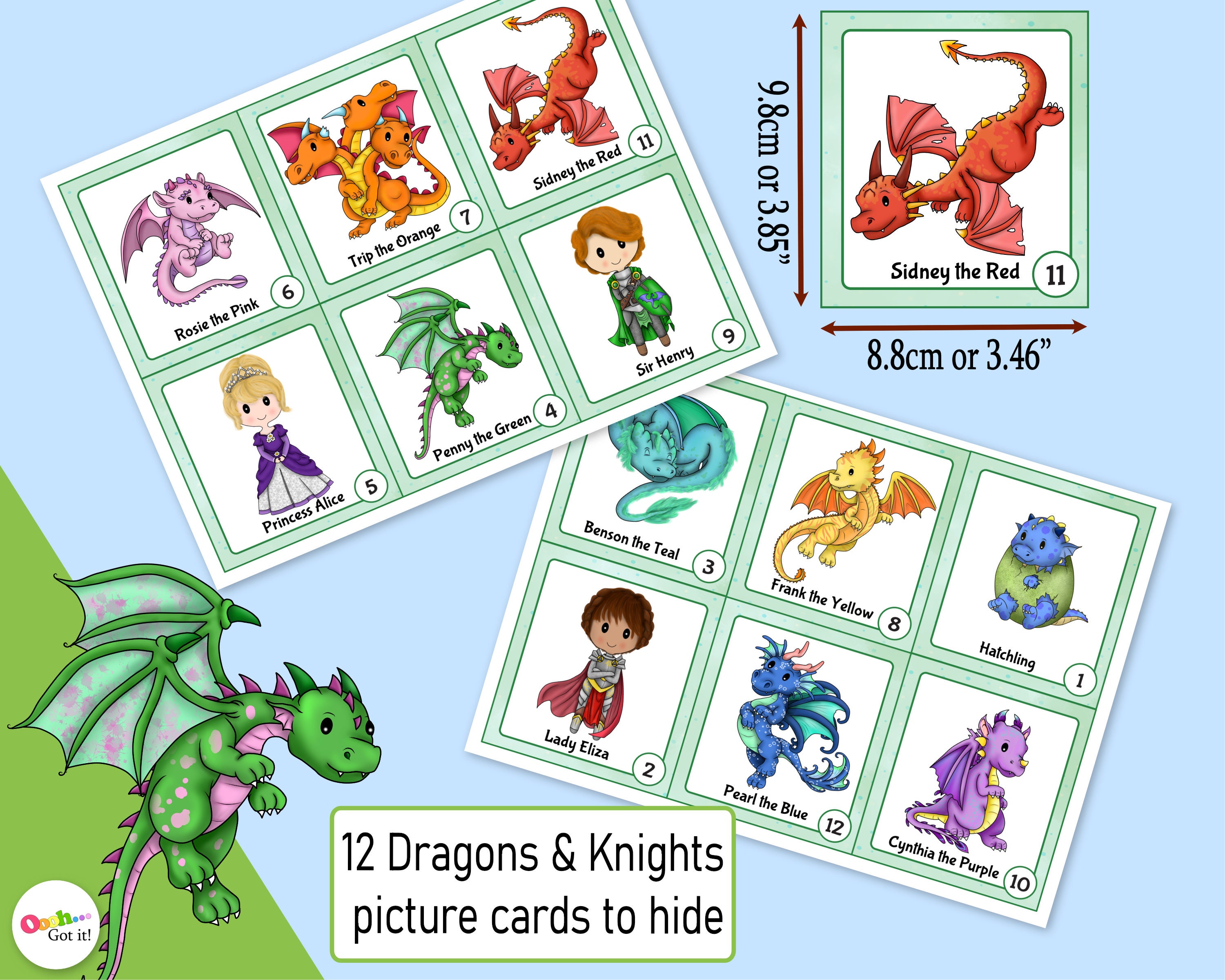 Dragon Picture Scavenger Hunt, a Printable Picture Matching Fantasy ...