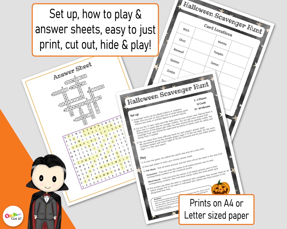 Halloween Scavenger Hunt, a Printable Spooky Picture Matching Family ...