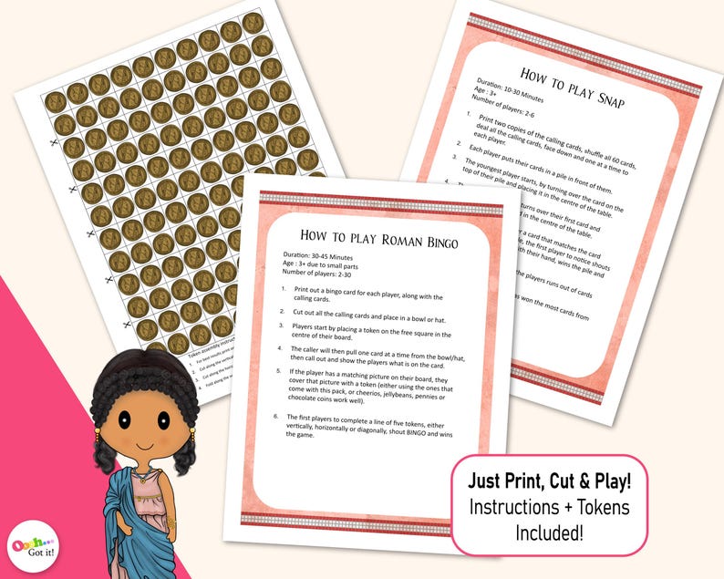 Ancient Rome Bingo, a Printable Roman Party Game, for a Roman Empire ...