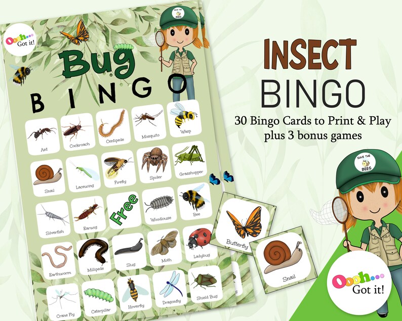 Bug Bingo a Printable Creepy Crawler Party Game a Insect - Etsy UK