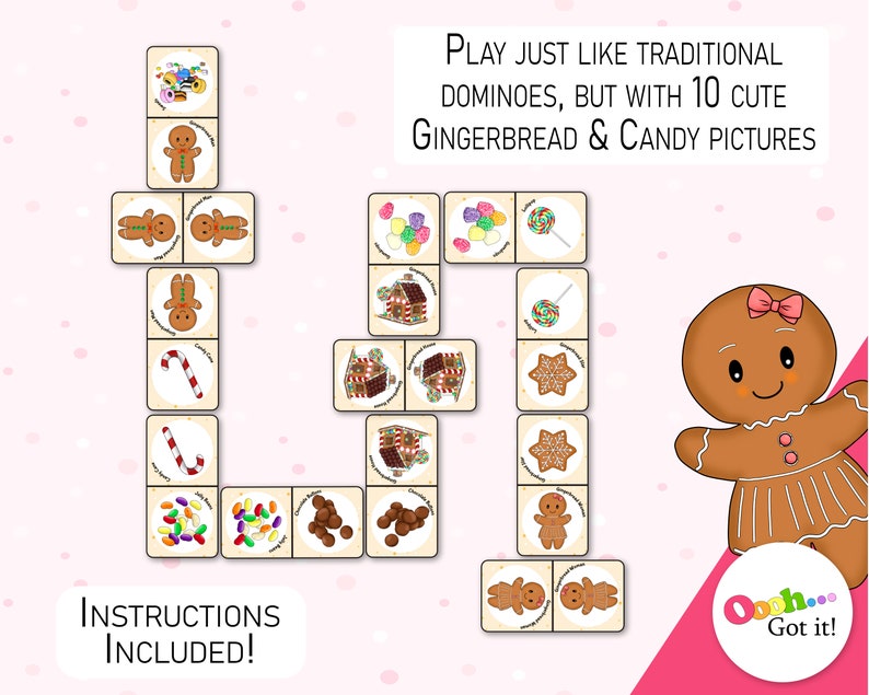 Gingerbread Dominoes a Printable Christmas Baking Game for - Etsy