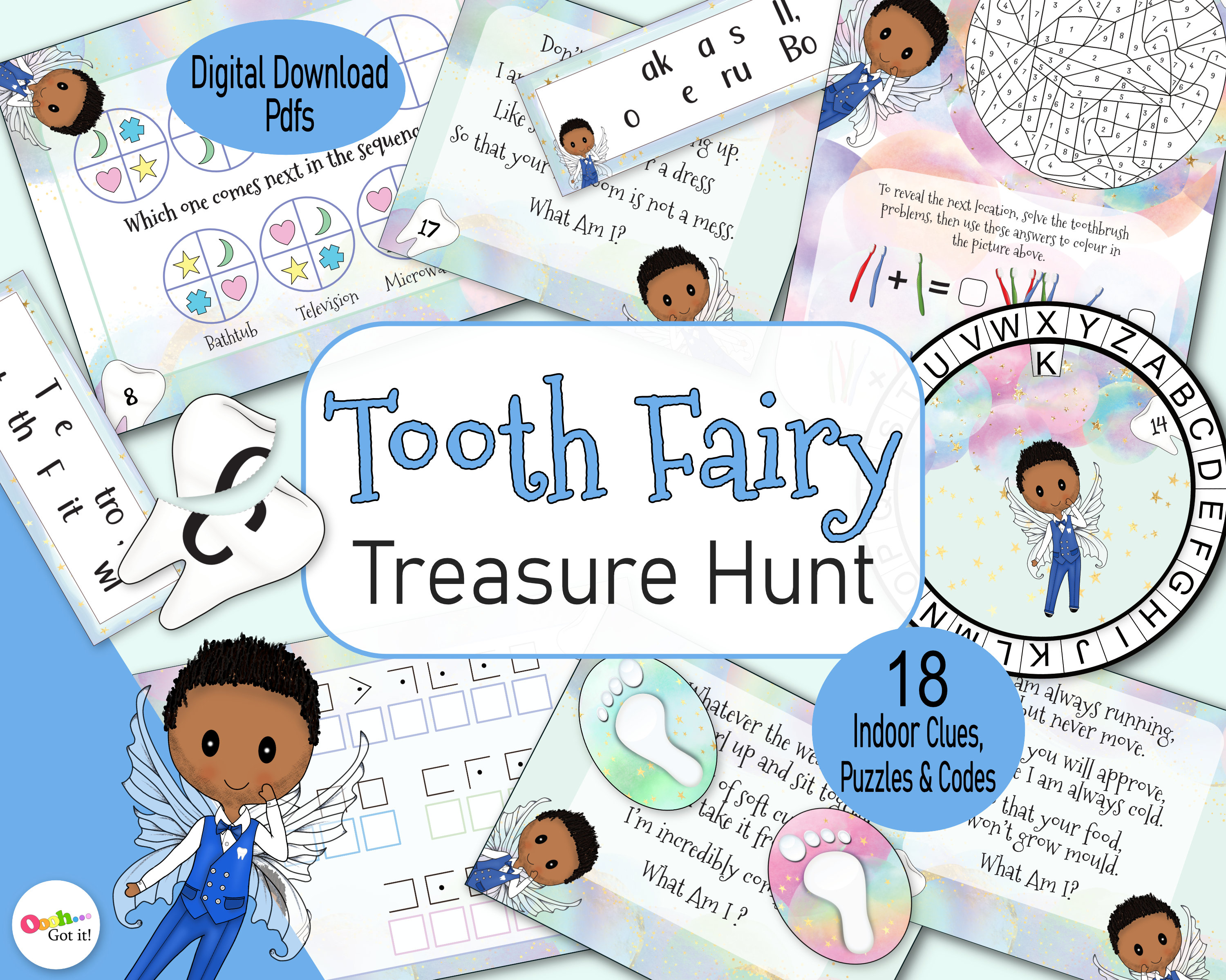 Tooth Fairy Treasure Hunt for Kids, Printable Scavenger Hunt Clues ...