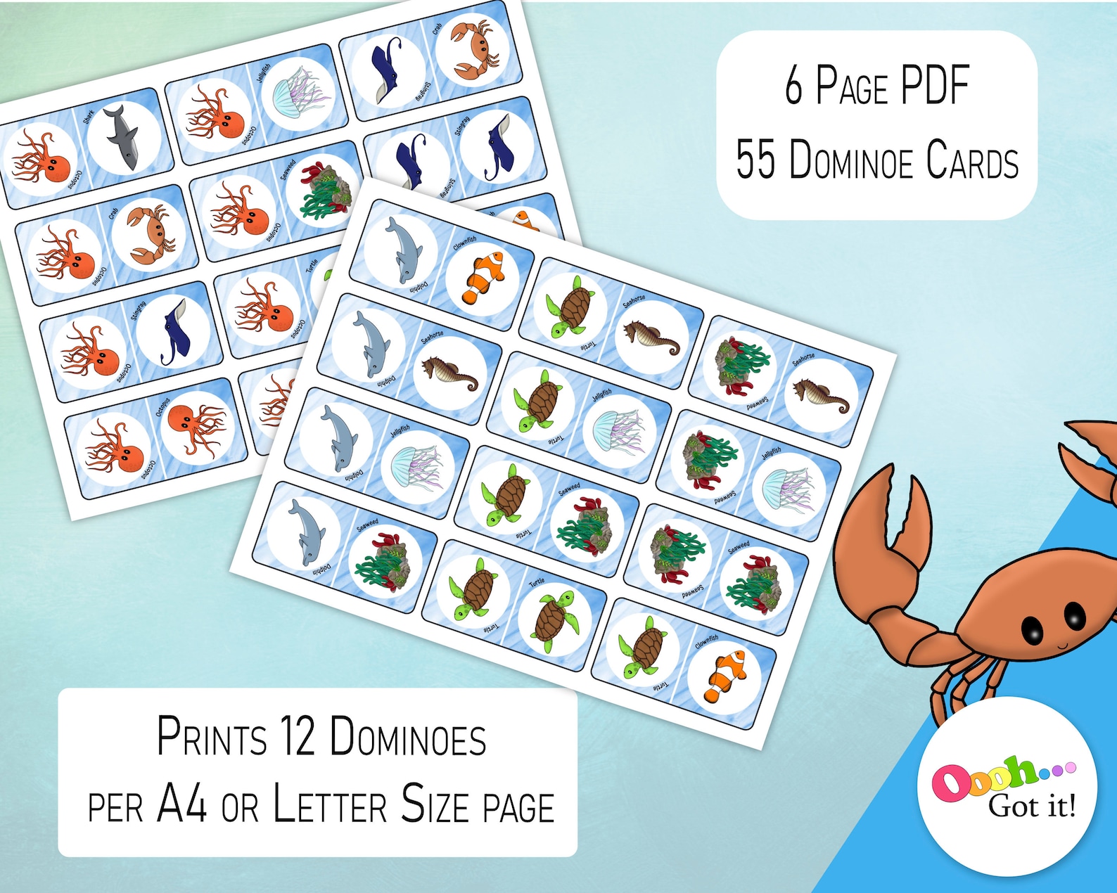 Under the Sea Dominoes a Printable Ocean Party Favor Summer - Etsy UK