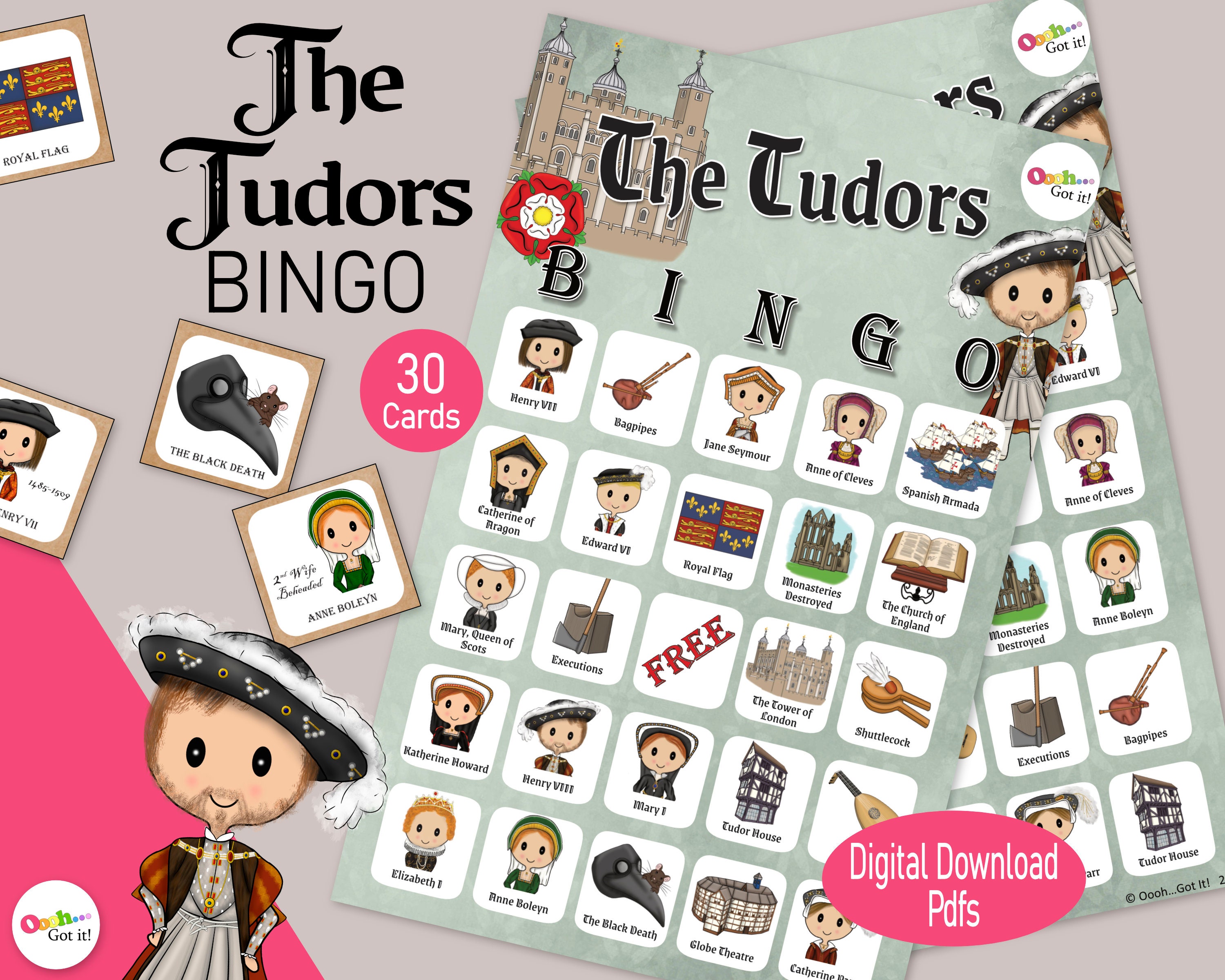 The Tudors Bingo, a British History Game Featuring Henry VIII & His Six ...