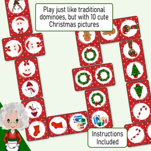 Christmas Dominoes, a Printable Game for Christmas Eve, Xmas Party or ...