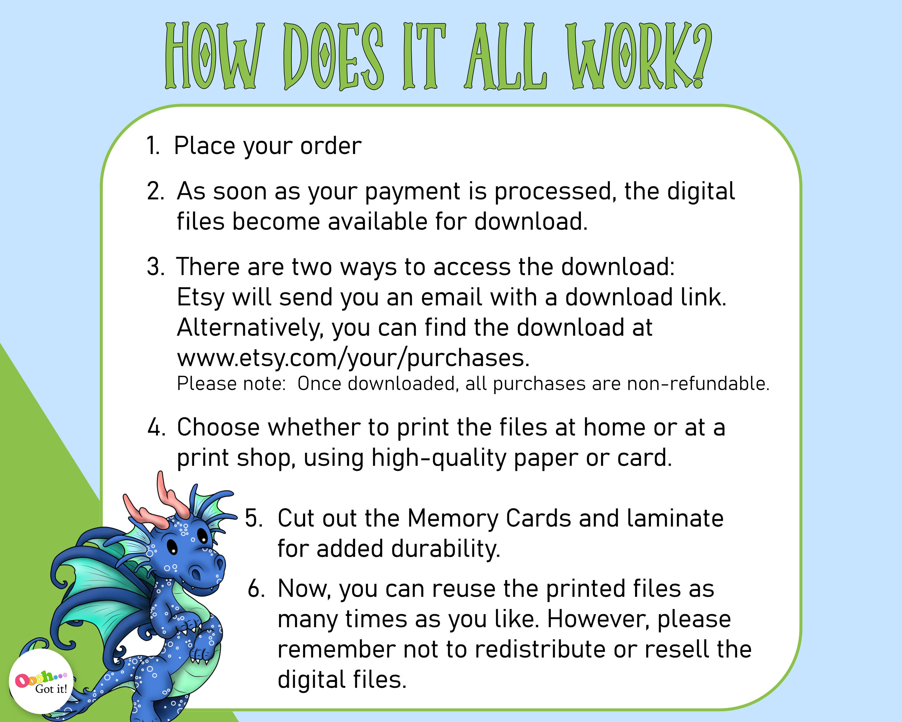 Dragon Memory Card Game, a Printable Fantasy Dragons & Knights Picture ...