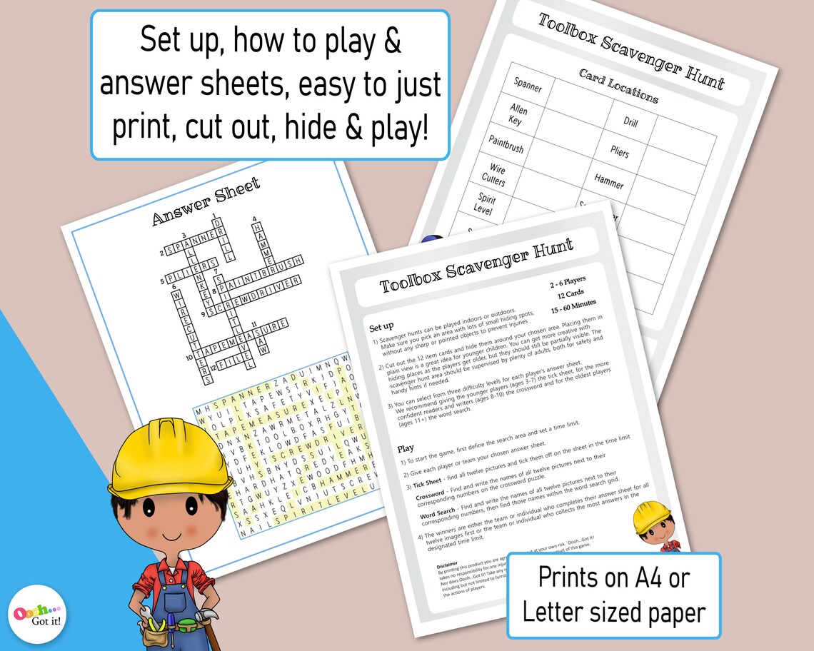 Toolbox Scavenger Hunt, a Printable DIY Picture Game, for a ...