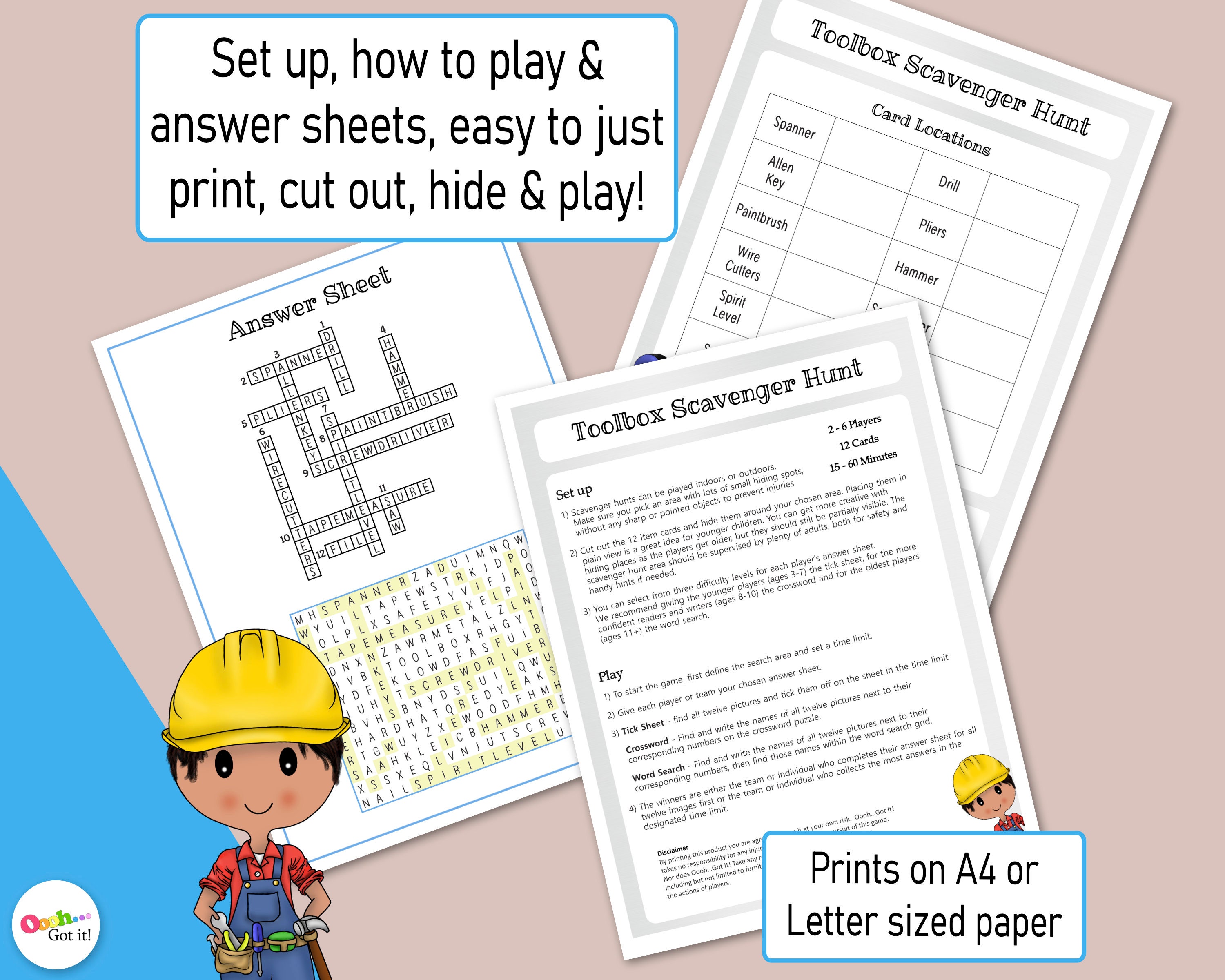 Toolbox Scavenger Hunt, a Printable DIY Picture Game, for a ...