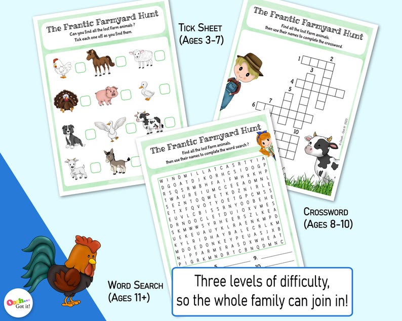 Farm Animal Scavenger Hunt, a Printable Barnyard Picture Treasure Hunt ...