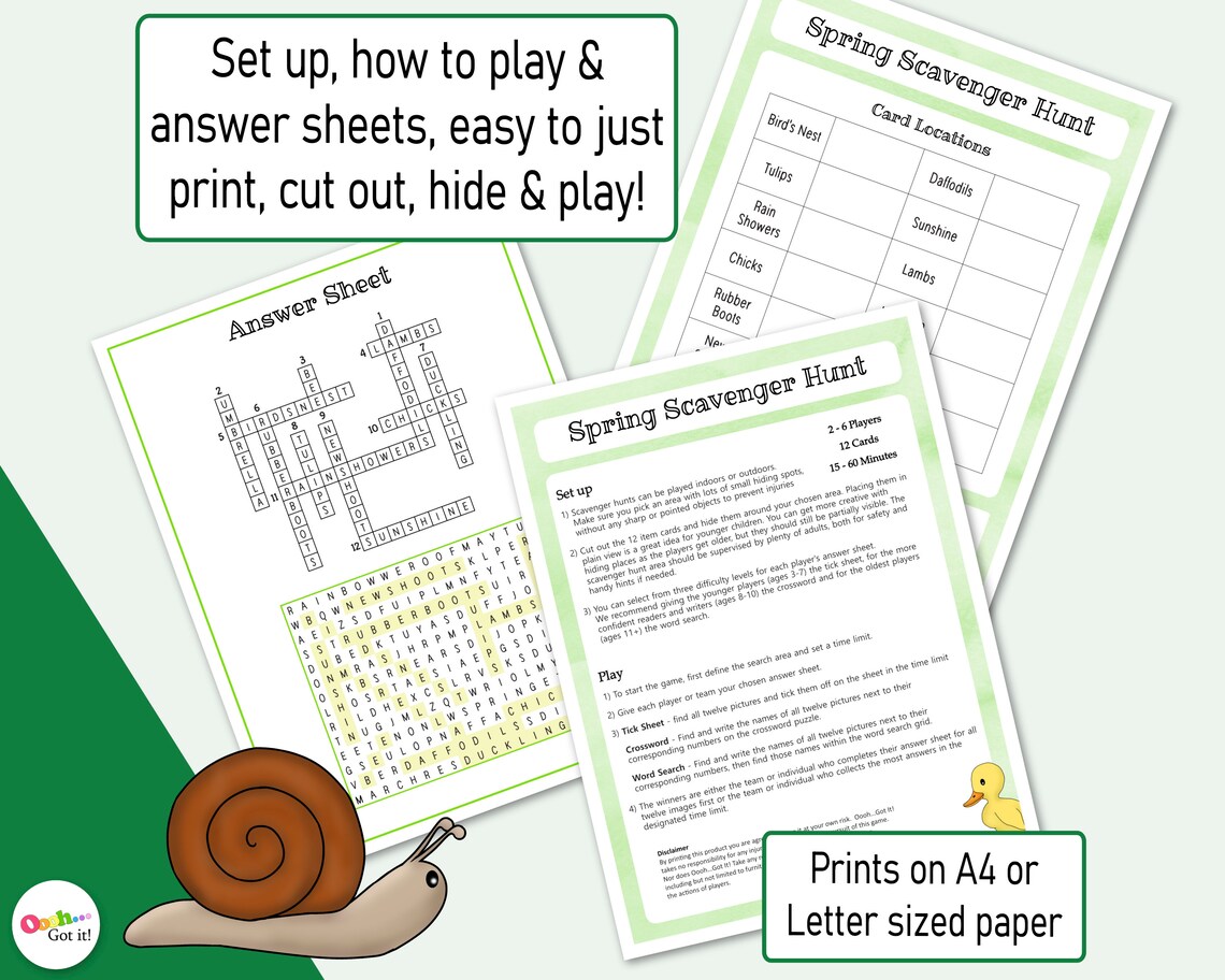 Spring Scavenger Hunt, a Printable Picture Matching Springtime Family ...