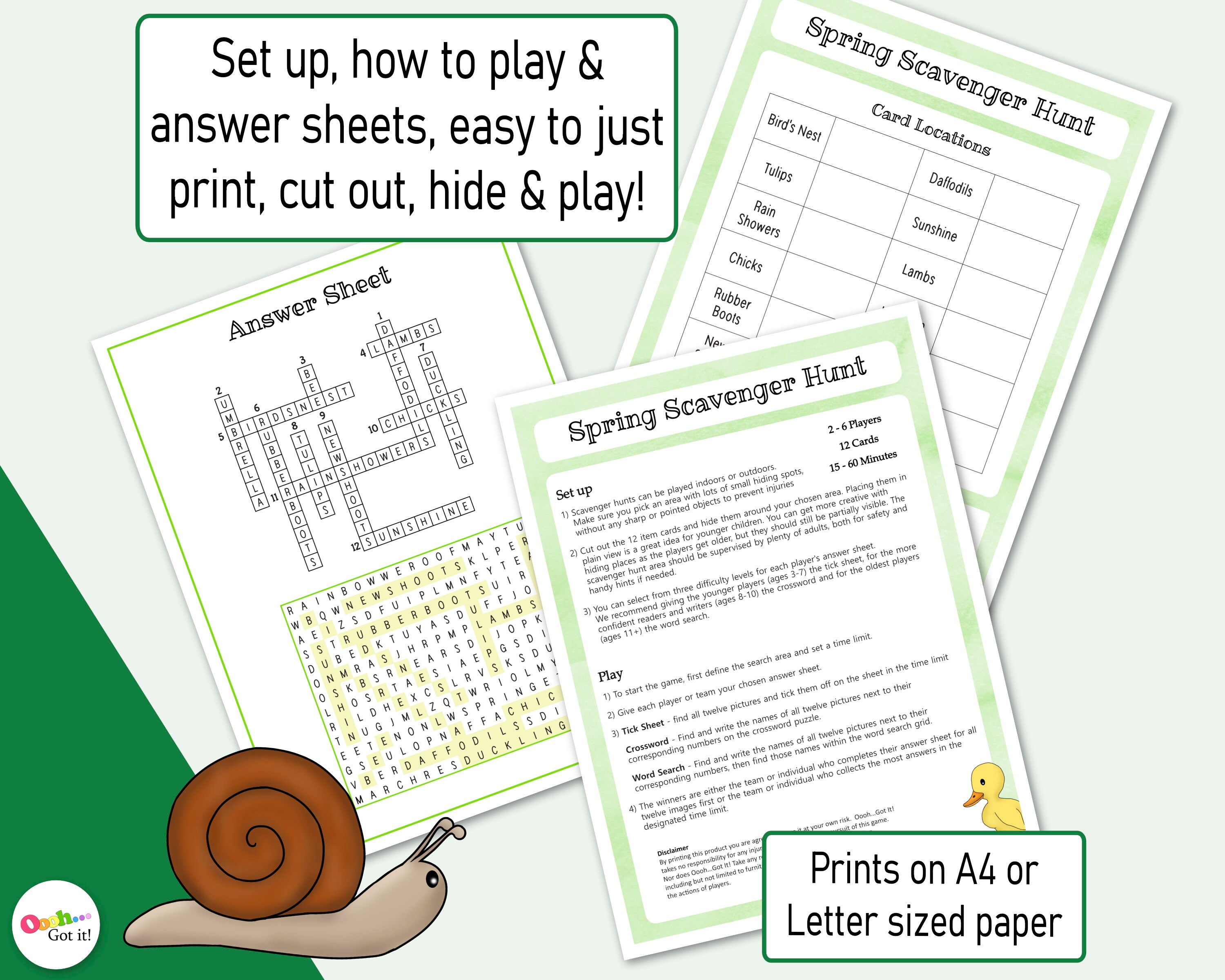 Spring Scavenger Hunt, a Printable Picture Matching Springtime Family ...