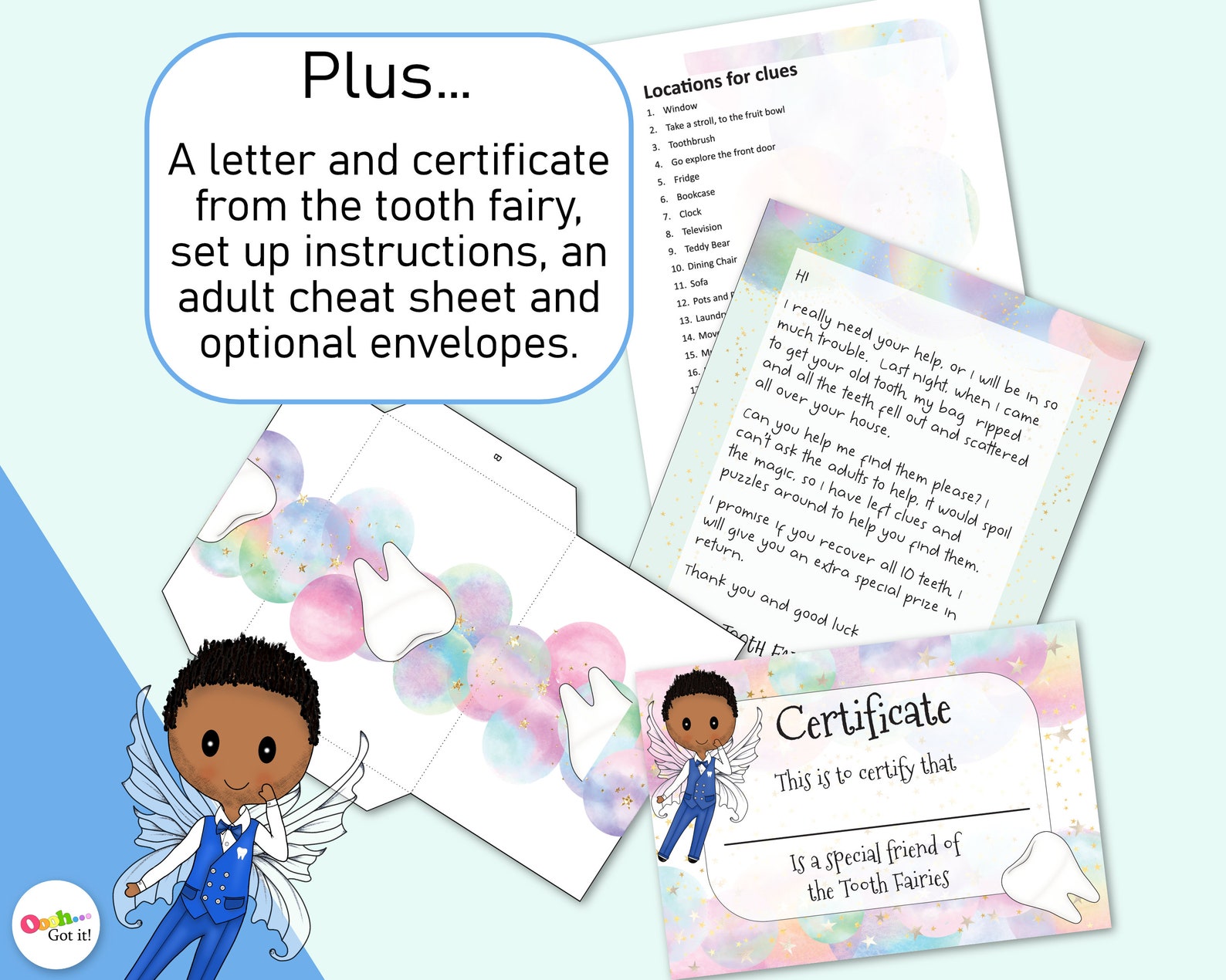 Tooth Fairy Treasure Hunt for Kids, Printable Scavenger Hunt Clues ...