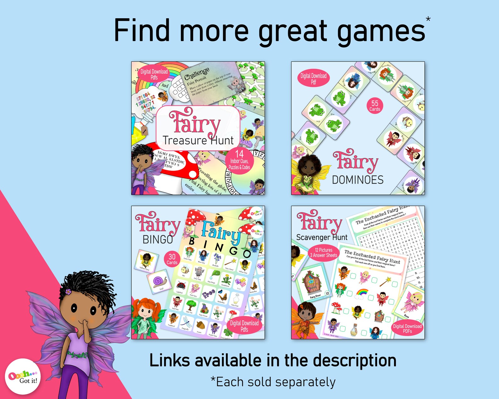 Fairy Memory Cards Game, a Printable Rainbow Picture-matching Travel ...