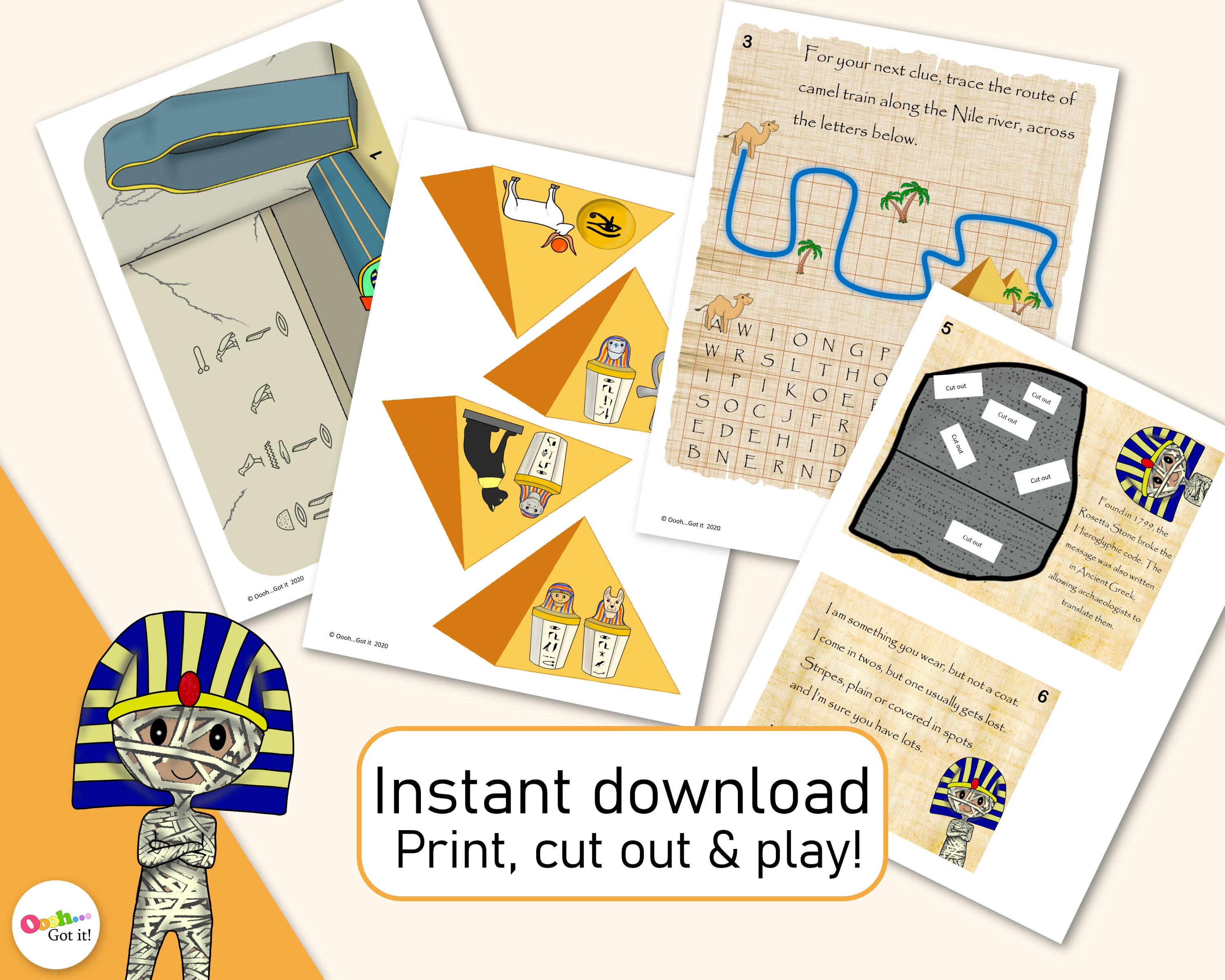 Ancient Egyptian Mummy Treasure Hunt, a Indoor Printable, Family ...