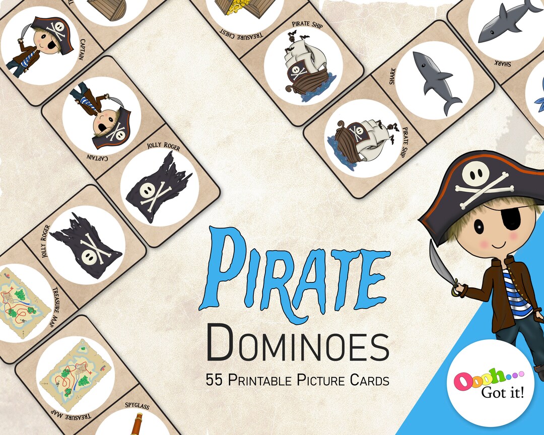 Pirate Dominoes a Printable Kids Activity for a Pirate - Etsy