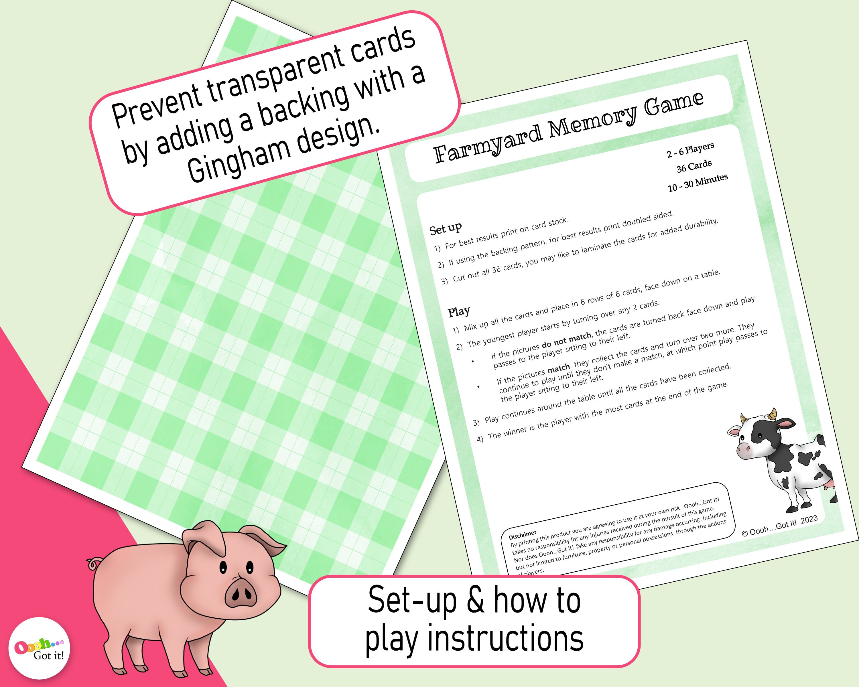Farm Animal Memory Game, a Printable Picture Matching Card Game for ...