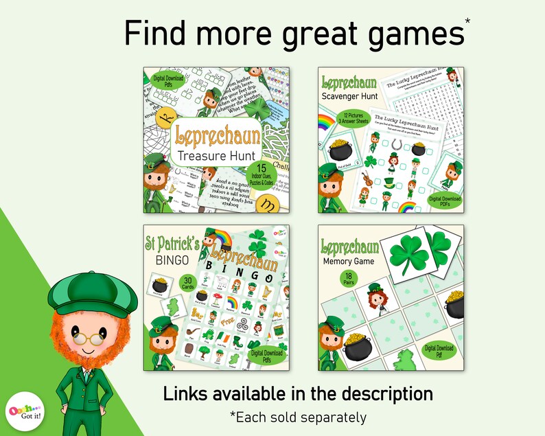 St Patrick's Day a Printable Leprechaun Dominoes Game, a Irish Shamrock ...