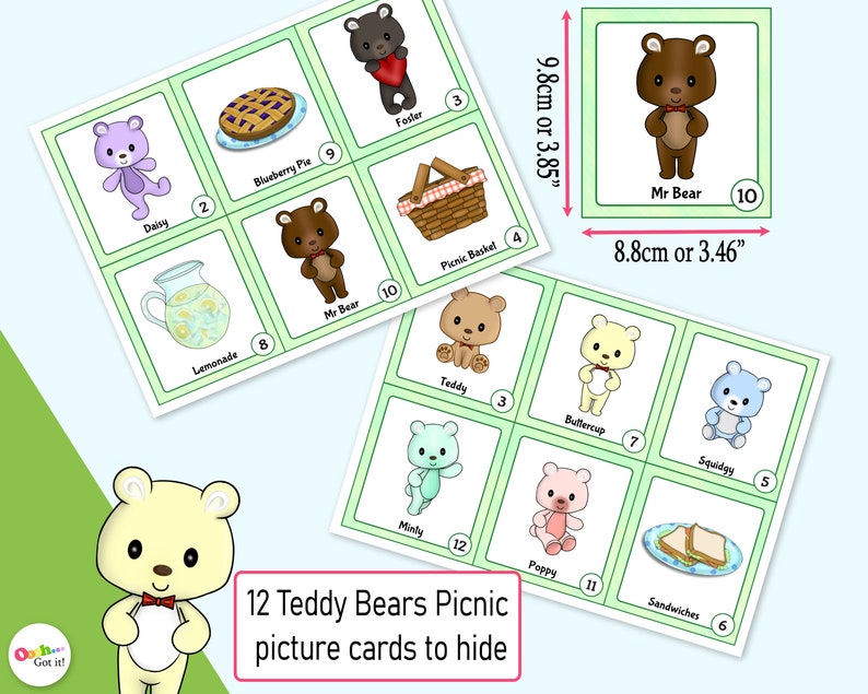 Teddy Bears Picnic Scavenger Hunt, a Printable Picture Matching Family ...