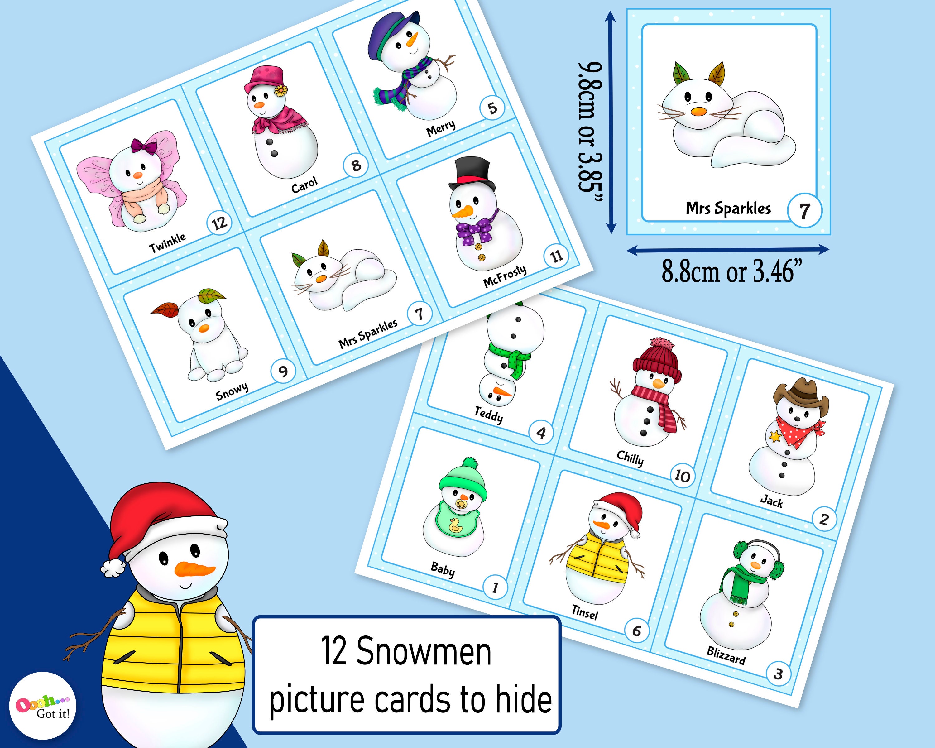 Snowmen Picture Scavenger Hunt, a Printable Hide & Seek Winter Game for ...