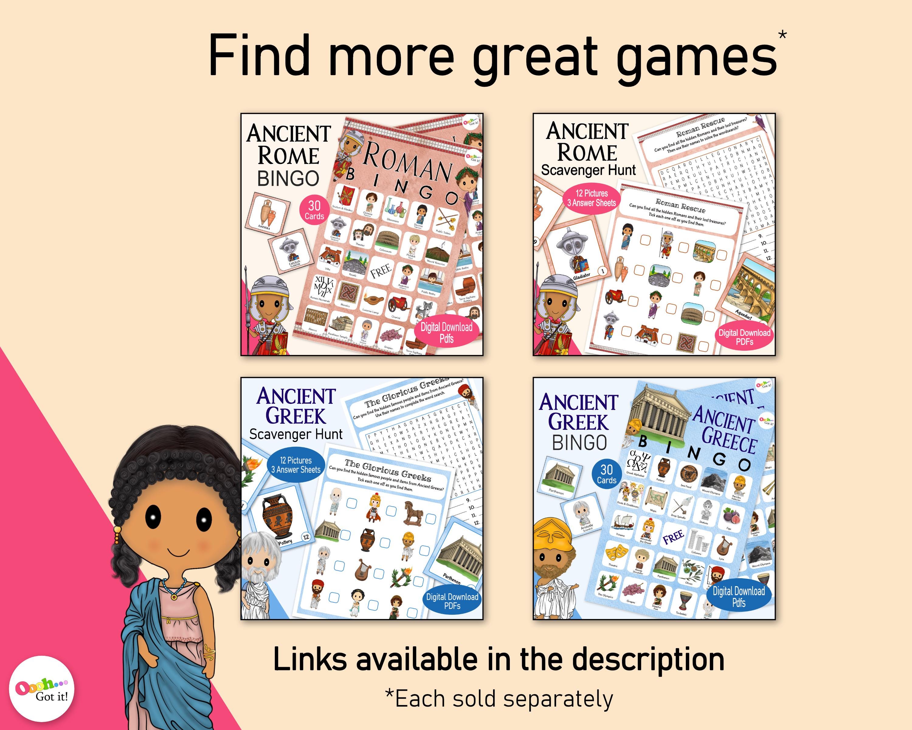 Ancient Rome Memory Game, a Printable Roman History Card Game, for a ...