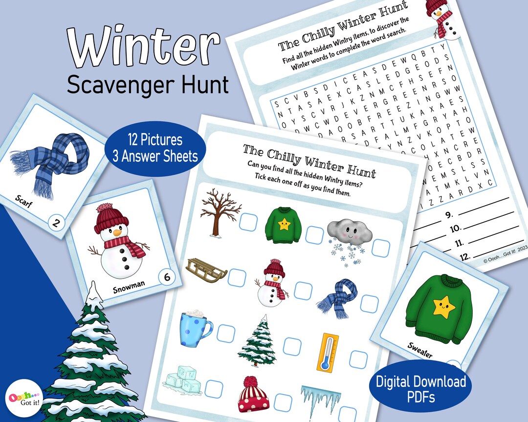 Winter Wonderland Scavenger Hunt, a Printable Picture Matching Family ...