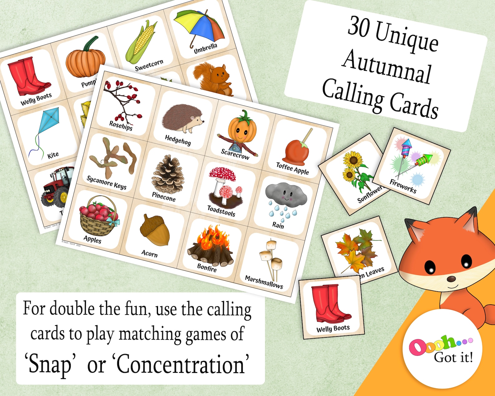 Autumn Bingo Cards a Fall Printable Kids Activity a - Etsy