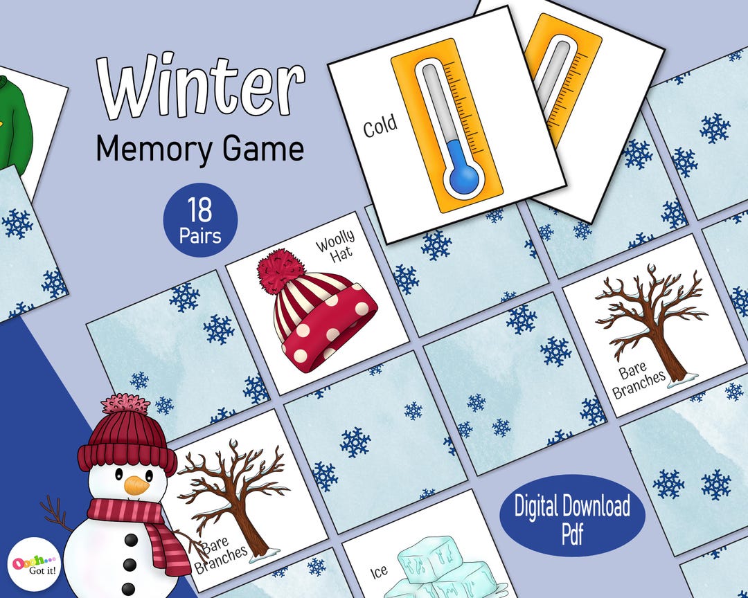Winter Wonderland Memory Card Game: A Printable Picture Matching ...