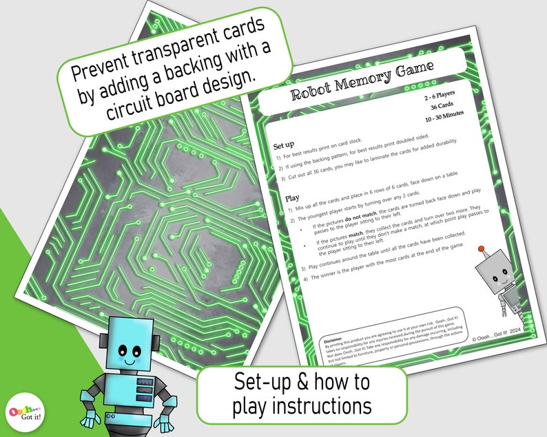 Robot Memory Cards, a Printable Robotic Picture Matching, a Toddler ...