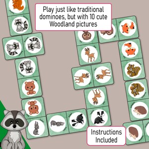 Woodland Animals Dominoes, a Printable Autumn Tile Game for Kids, a ...