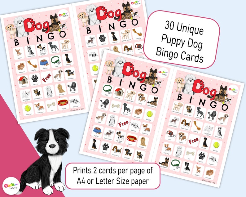 Dog Bingo, 30 Printable Puppy Cards, a Boys 2nd Birthday Party Game, a ...