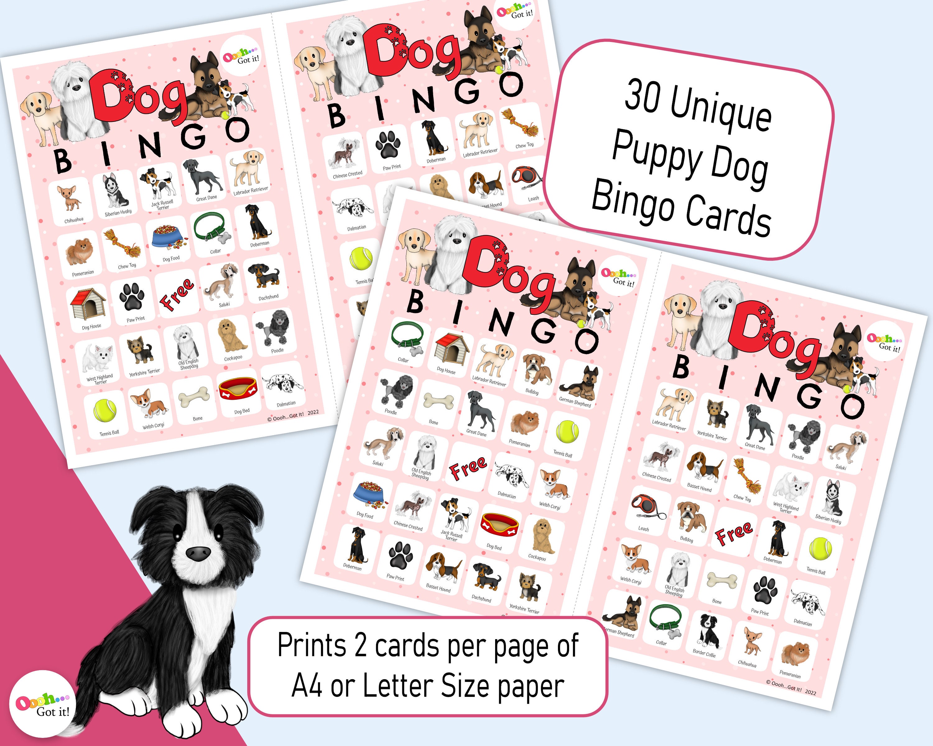 Dog Bingo, 30 Printable Puppy Cards, a Boys 2nd Birthday Party Game, a ...