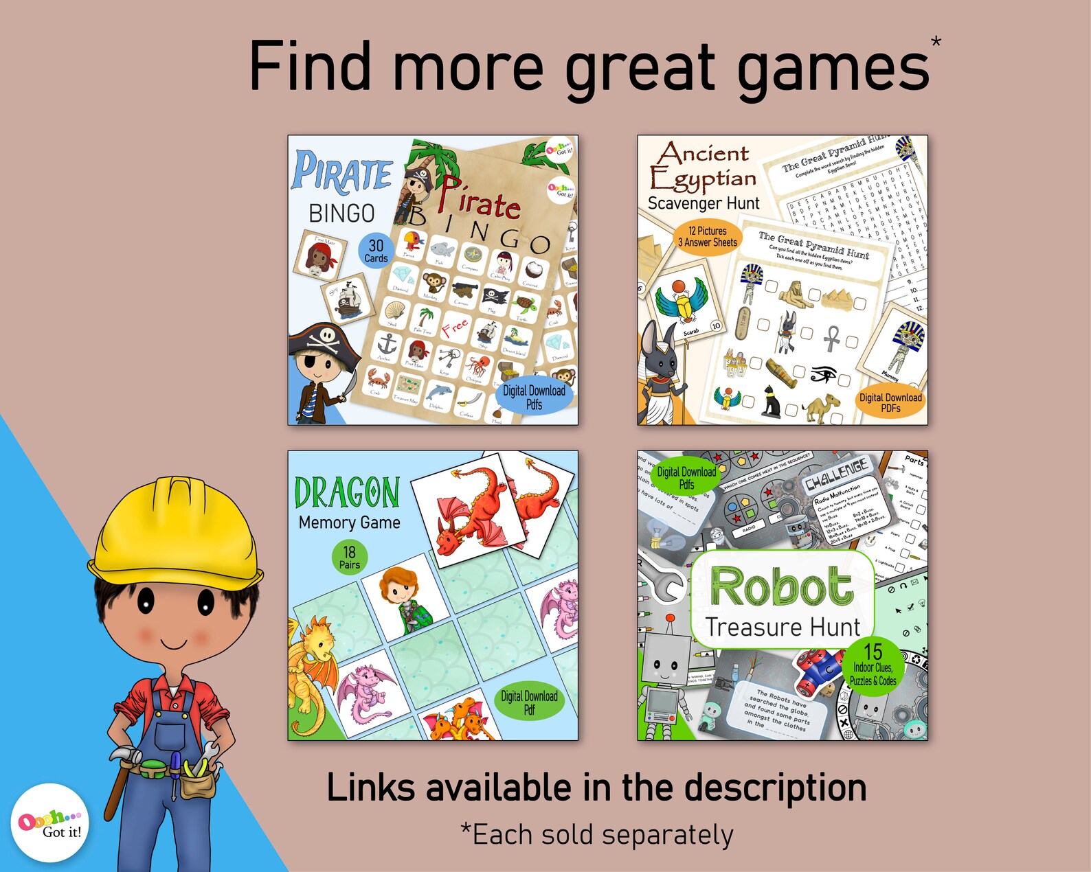 Toolbox Bingo, a Printable Construction Party Game, 30 Bingo Cards for ...