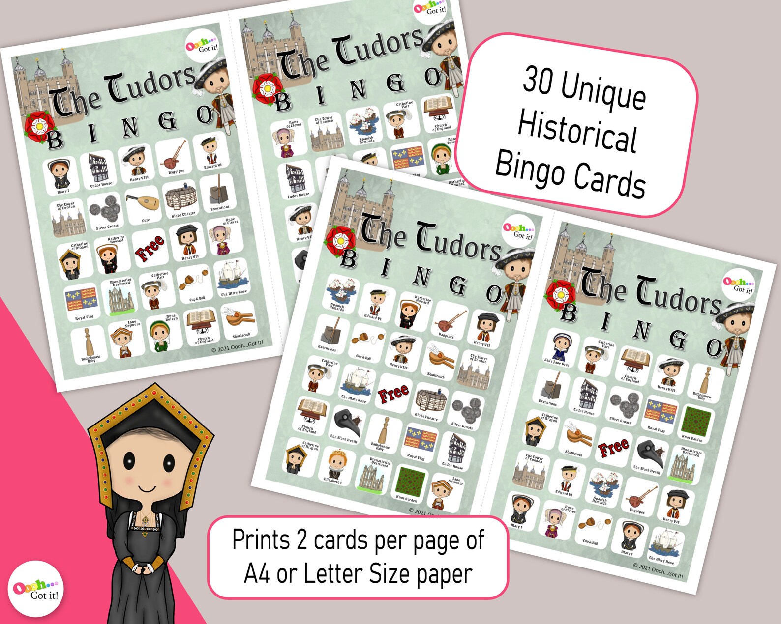 The Tudors Bingo a British History Game Featuring Henry VIII - Etsy UK