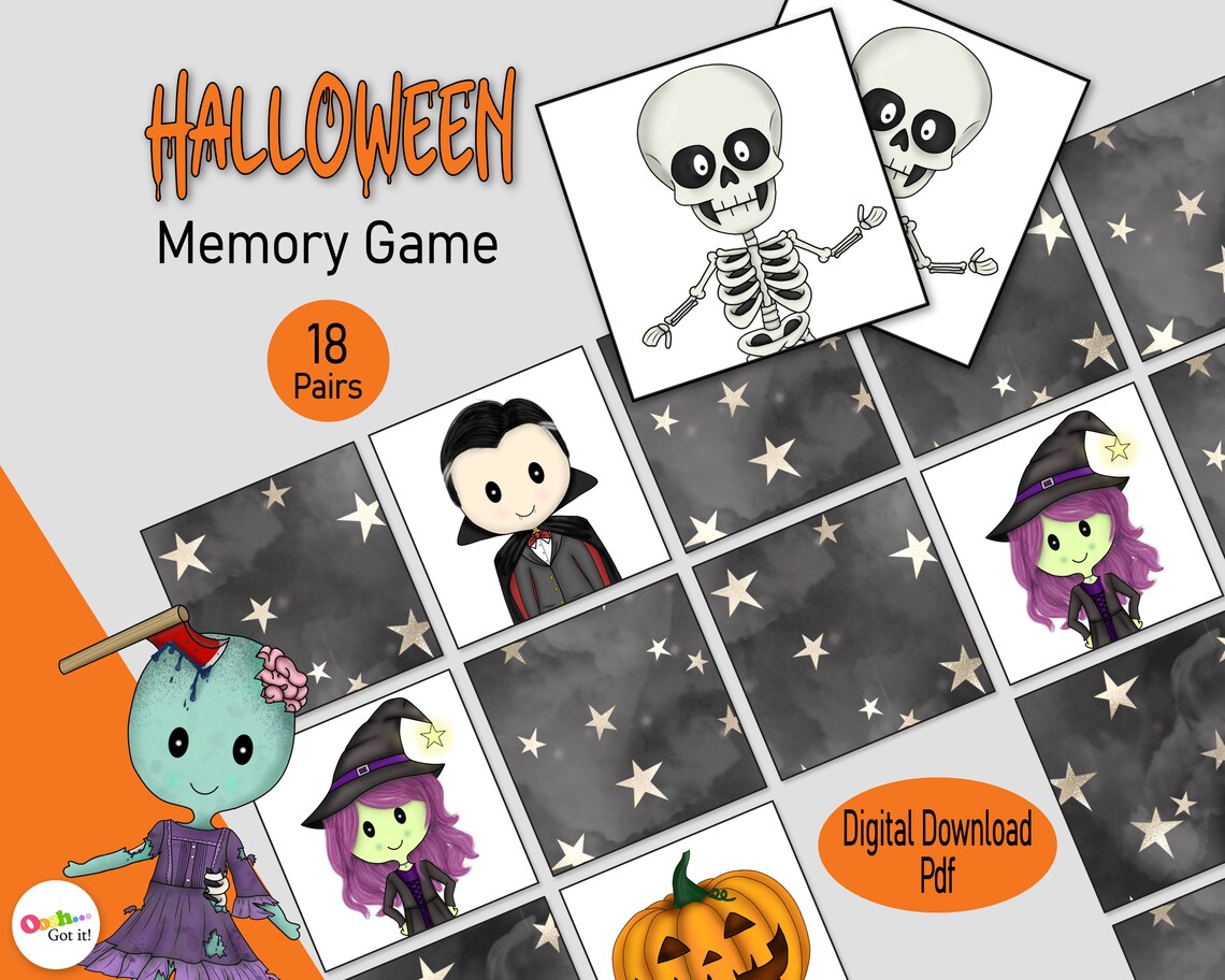 Halloween Memory Cards a Printable Picture-matching Game for - Etsy UK