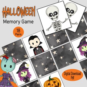 Halloween Memory Cards, a Printable Picture-matching Game for Toddlers ...