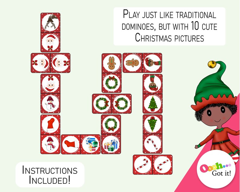 Christmas Dominoes a Printable Game for Christmas Eve Xmas - Etsy