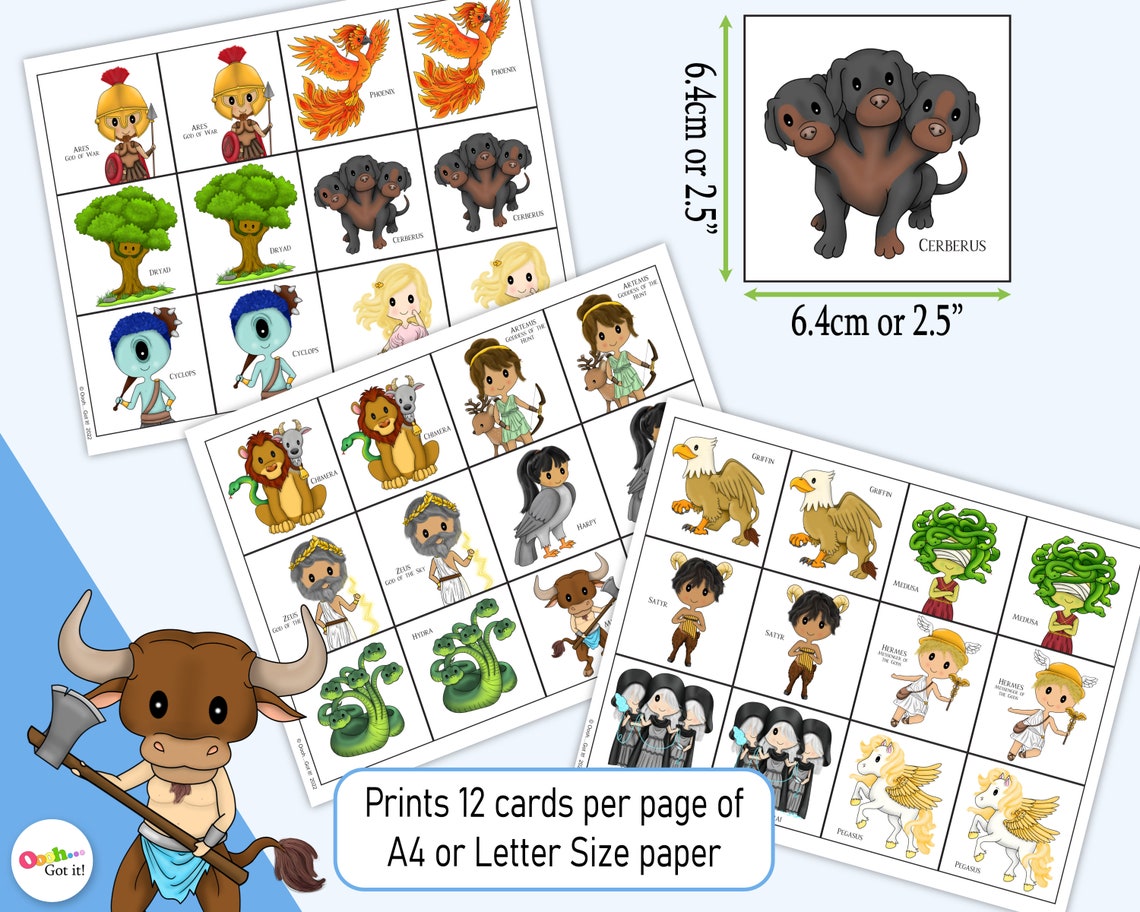 Greek Mythology Memory Game, a Printable Ancient Greece Picture ...