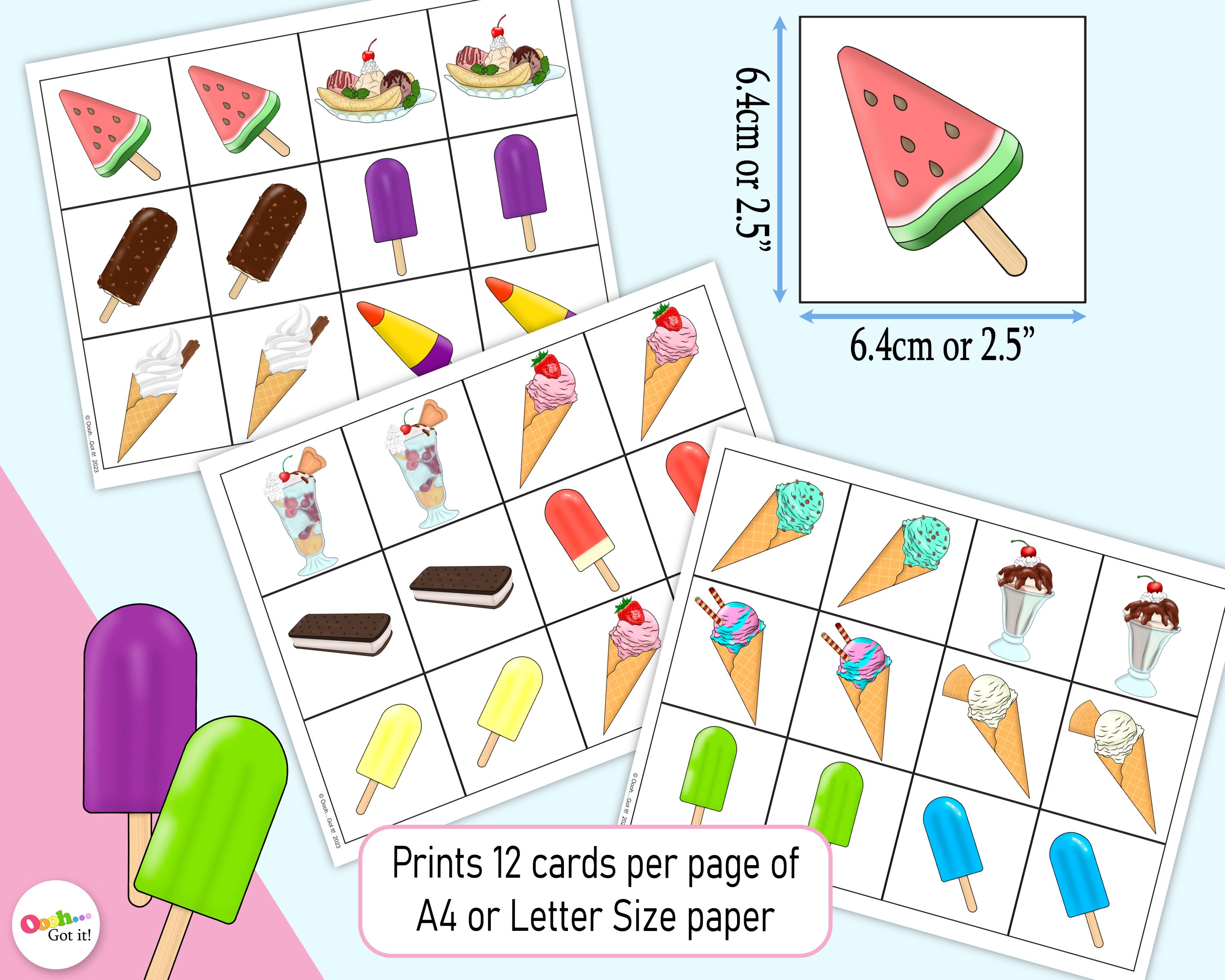 Ice Cream Memory Card Game, a Sweet Printable Picture-matching Party ...
