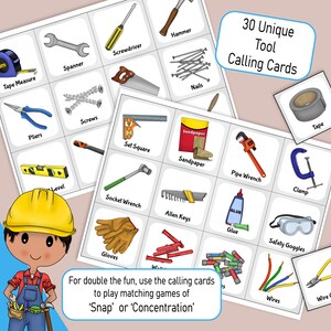 Toolbox Bingo, a Printable Construction Party Game, 30 Bingo Cards for ...