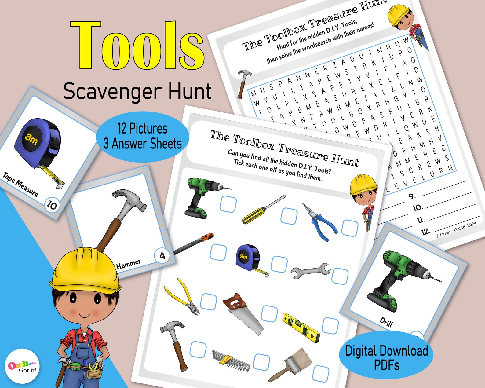 Toolbox Scavenger Hunt, a Printable DIY Picture Game, for a ...