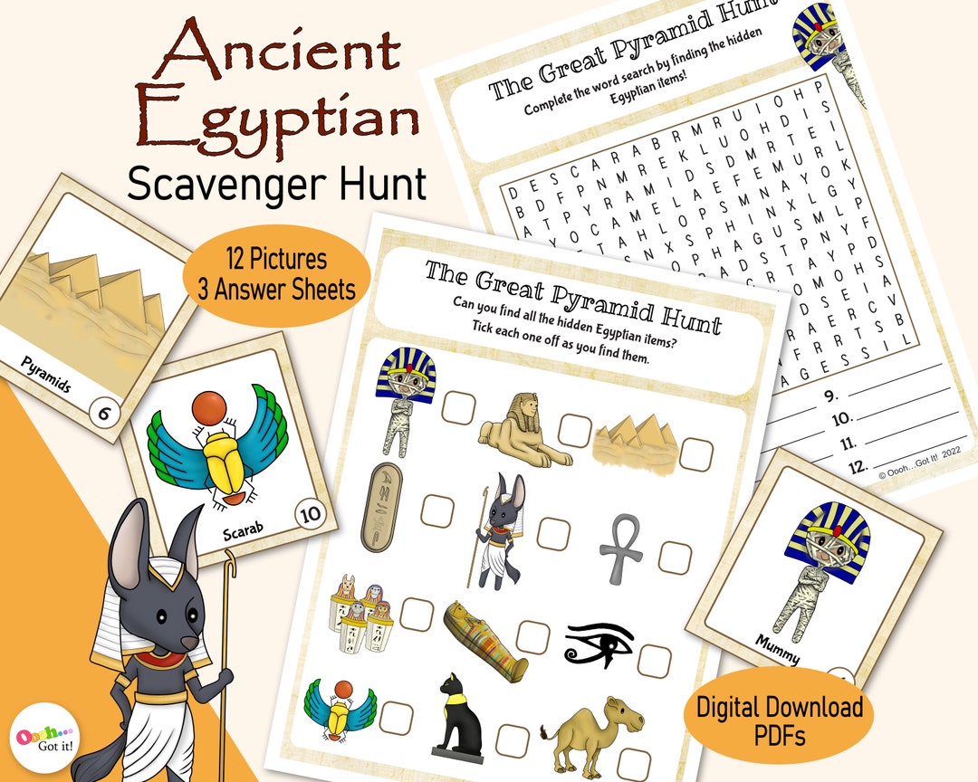 Ancient Egypt Picture Scavenger Hunt, a Printable Egyptian Family Game ...
