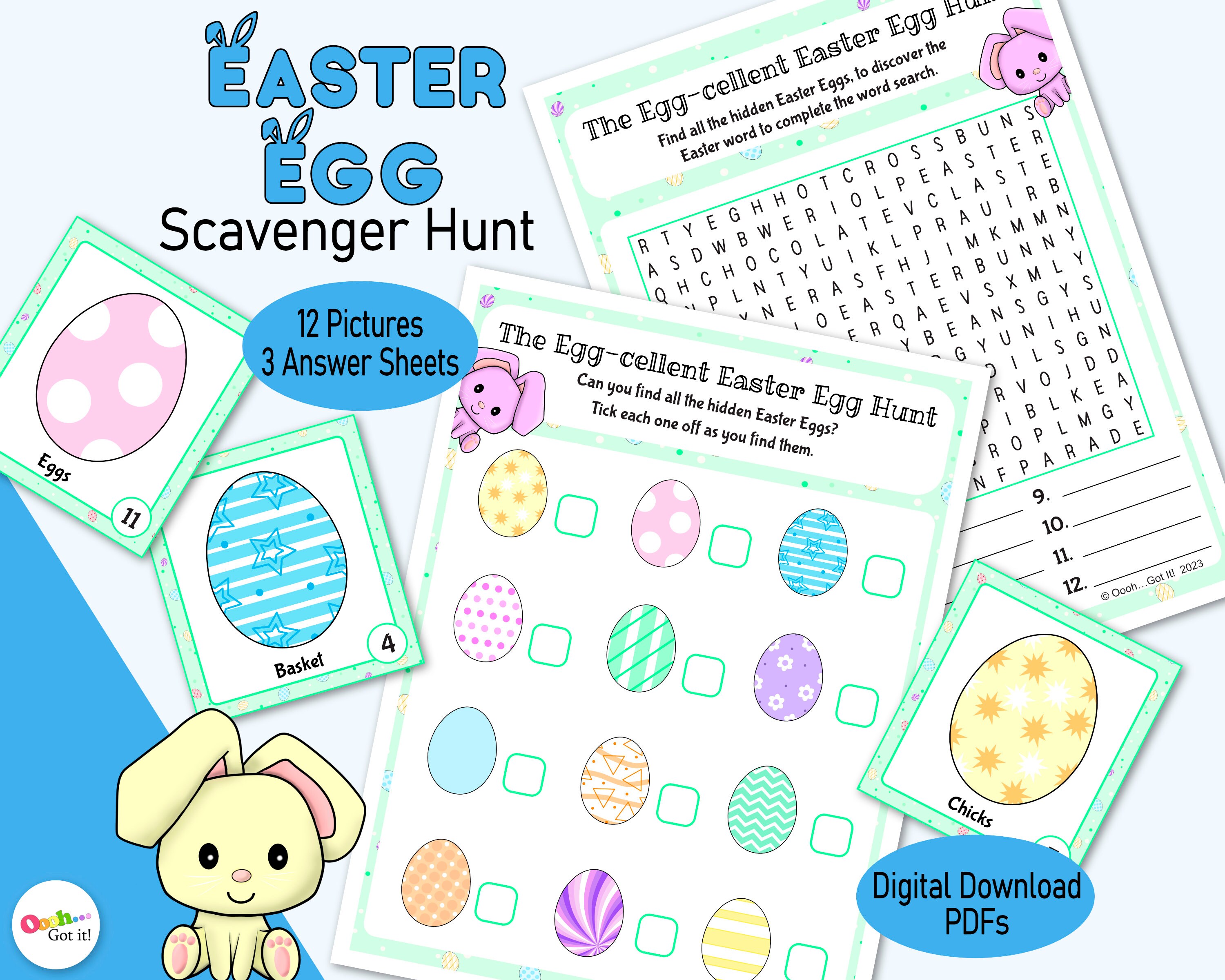 Easter Egg Scavenger Hunt, Printable Spring Picture Matching Game for ...